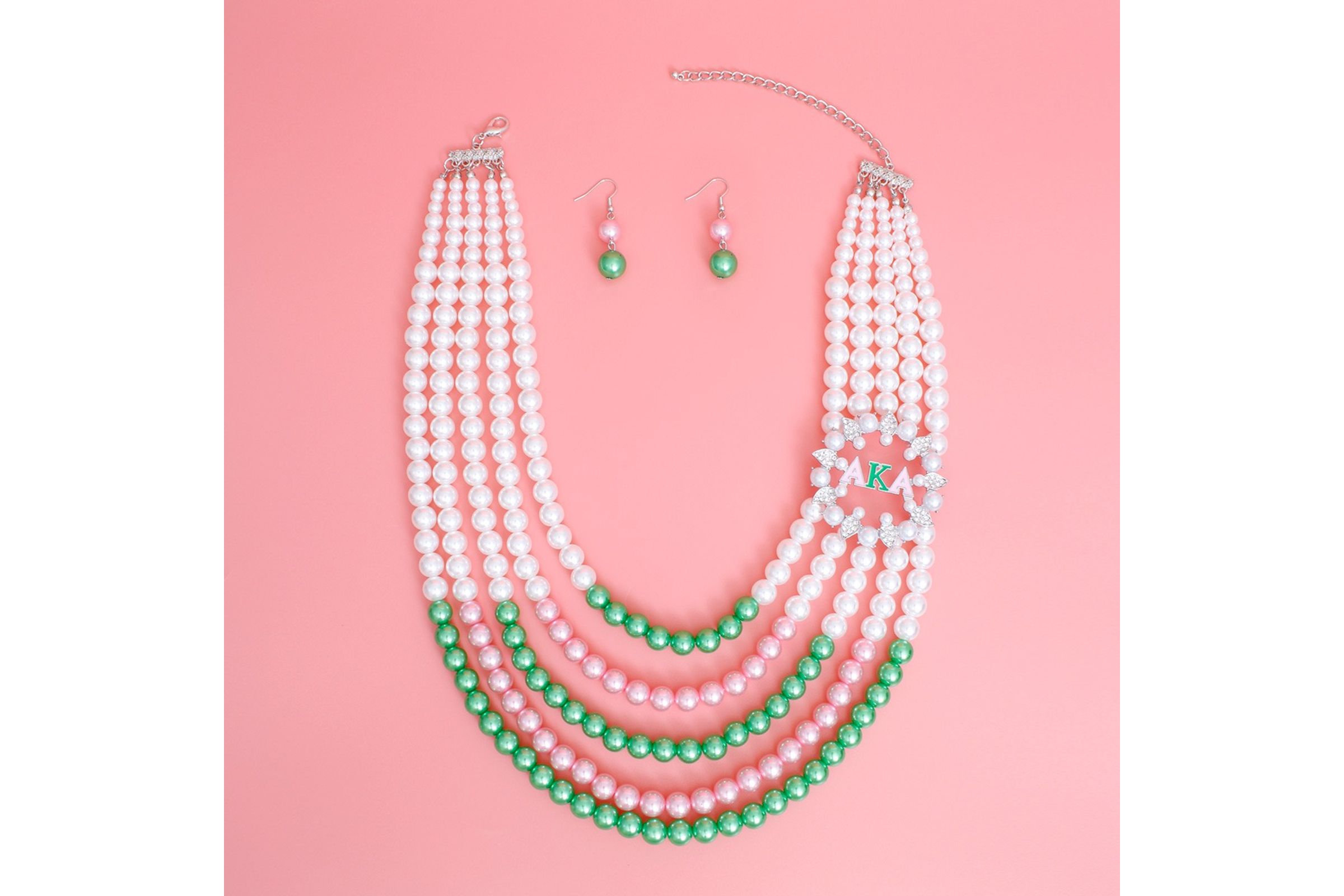 Aka Necklace Mix Pink Green Pearl Aka Set