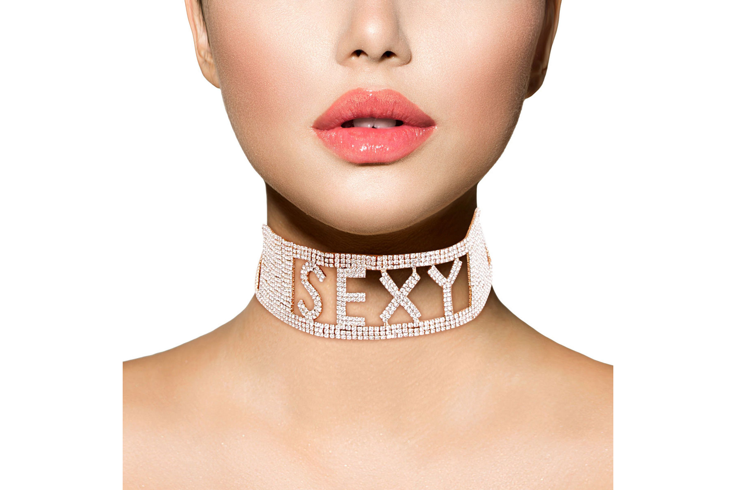 Gold SEXY 18 Row Rhinestone Choker Order Wholesale