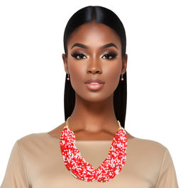 DST Sorority Red Gold Curb Chain Necklace Set