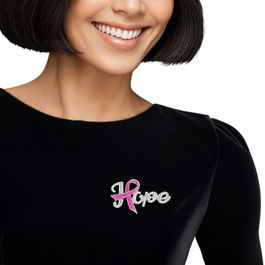 Wholesale Brooch Silver Pink Ribbon Hope Pin for Women