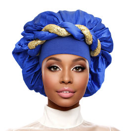 Wholesale Bonnet Blue Gold Satin Wide Edge Twist Women