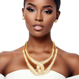 Wholesale Necklace Gold Looped Metal Modern Chain Set Women