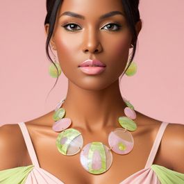 Wholesale AKA Pink Green Disc Collar Necklace for Women