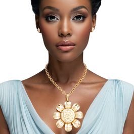 Wholesale Pendant Necklace Gold Sunflower Chain for Women