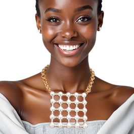 Wholesale Pendant Gold Crystal Square Grid Chain Necklace