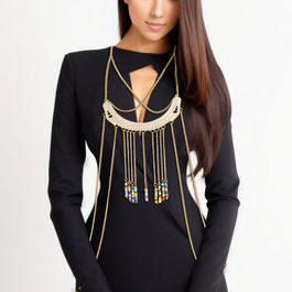 Gold and Multi Color Bead Body Chain- Order Wholesale