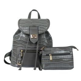Gray Croc Cinch Backpack Set- Order Wholesale