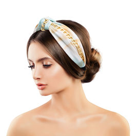 Aqua Knotted Chain Headband- Order Wholesale