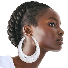 Large Silver Teardrop Bamboo Hoops- Order Wholesale