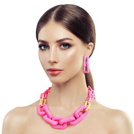 Pink Rubber Rectangle Link Chain- Order Wholesale