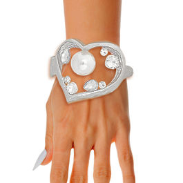 Silver Open Heart Hinge Cuff- Order Wholesale