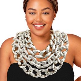 XL Silver Triple Layer Chain Set- Order Wholesale