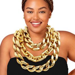 XL Gold Triple Layer Chain Set- Order Wholesale