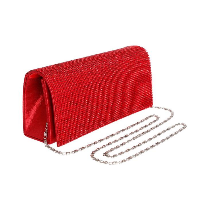 red clutch purse nearby