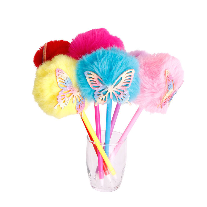 Dozen Assorted Color Butterfly Poof Pens- Order Wholesale
