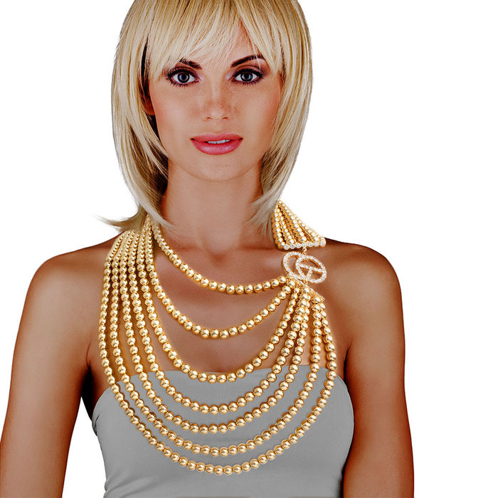 7 Strand Gold Metal Pearl Set- Order Wholesale