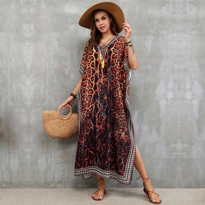 Leopard Boho Cover Up Dress